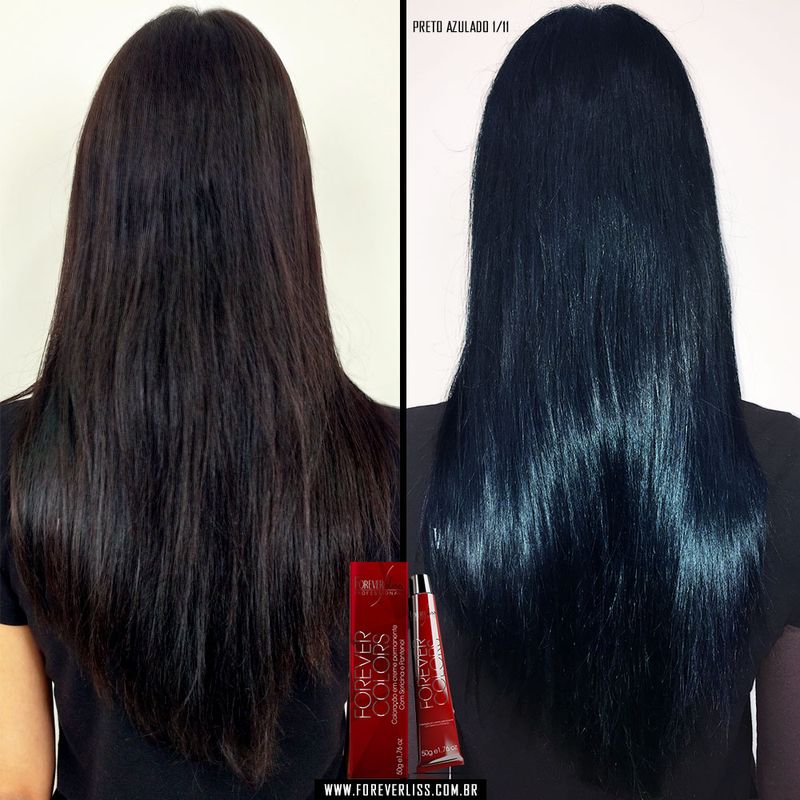 Tinta de Cabelo Natural Preto 1-11 Preto Azulado Coloração Forever ...